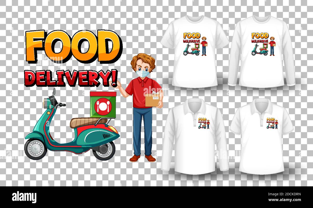 Set of mockup shirt with delivery theme illustration Stock Vector Image ...
