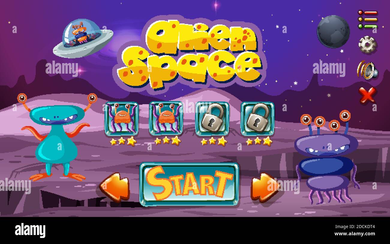 Monster space game template illustration Stock Vector Image & Art - Alamy