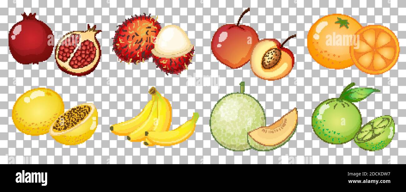 Set of different fruit isolated illustration Stock Vector Image & Art ...