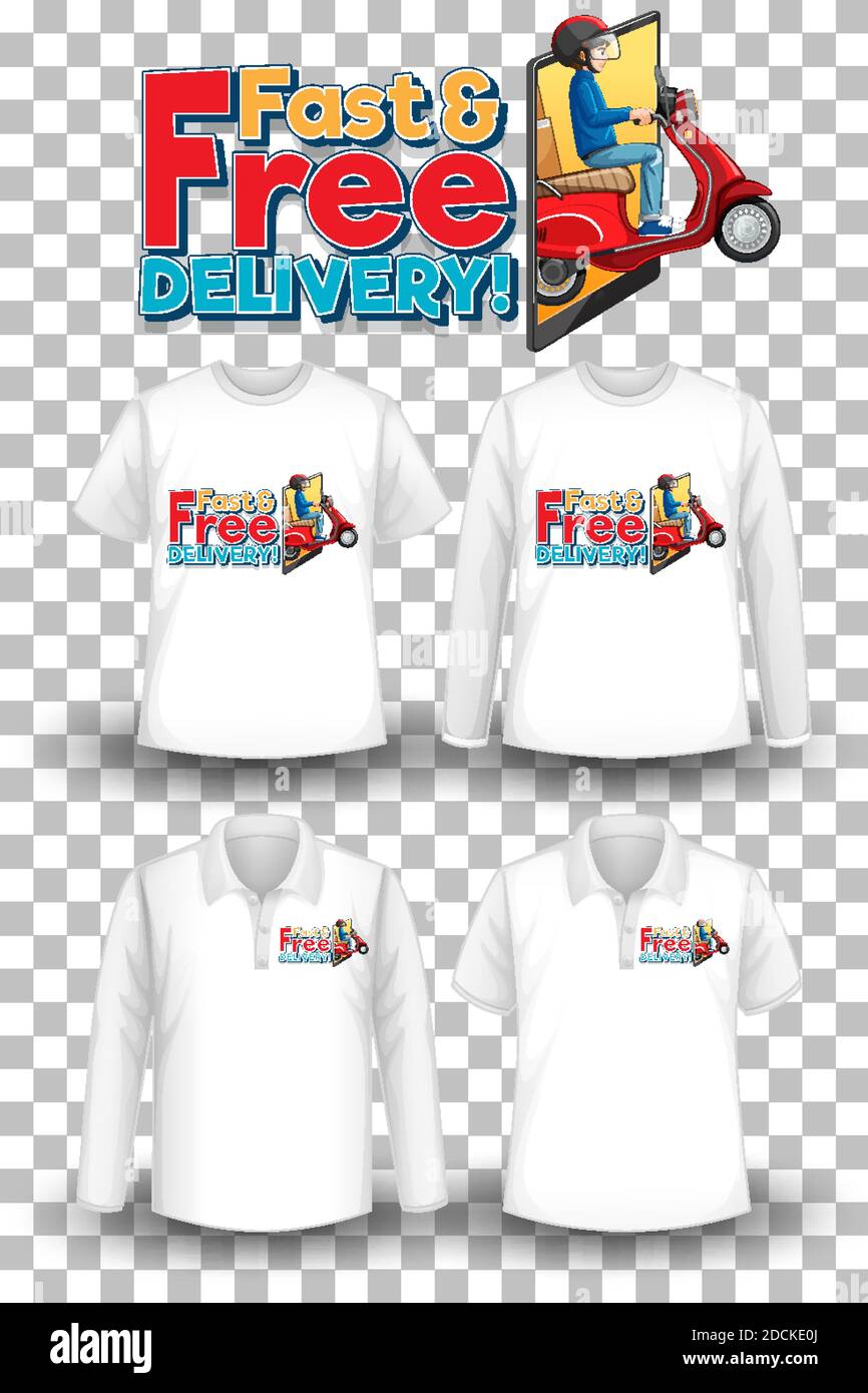 Set of mockup shirt with delivery theme illustration Stock Vector Image ...