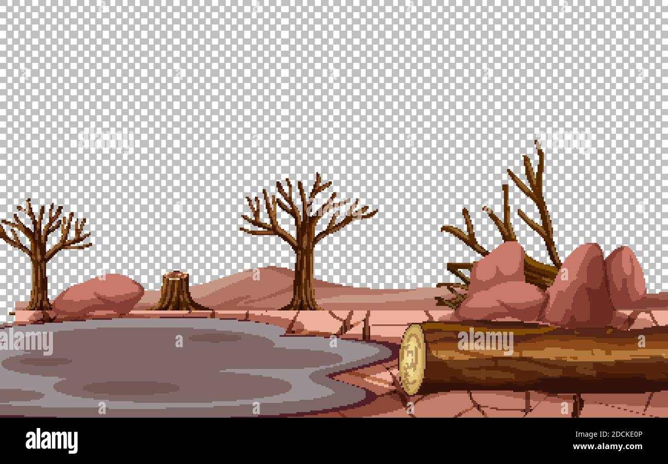 drought landscape transparent background illustration Stock Vector ...