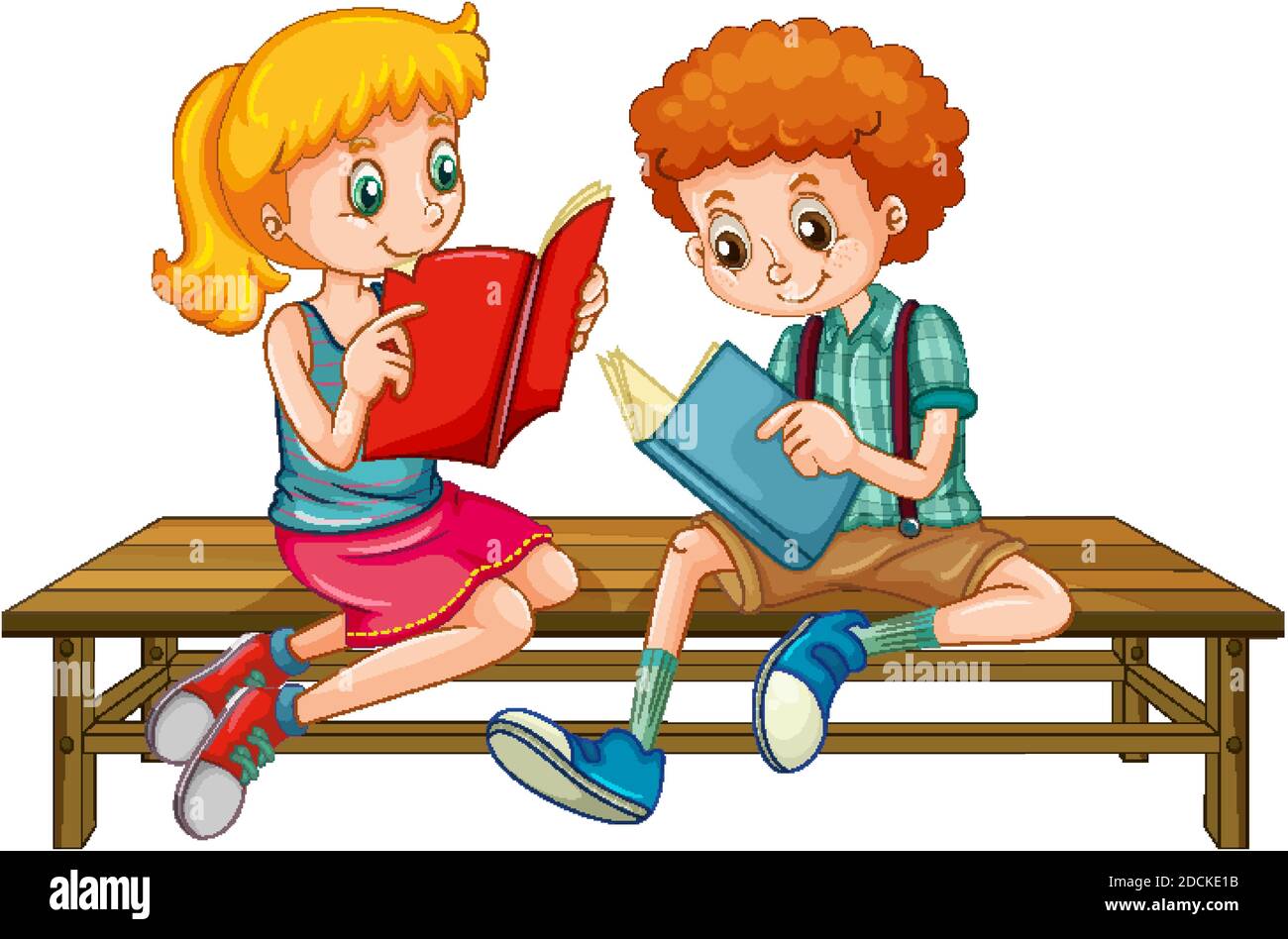 Boy And Girl Reading Book Clipart