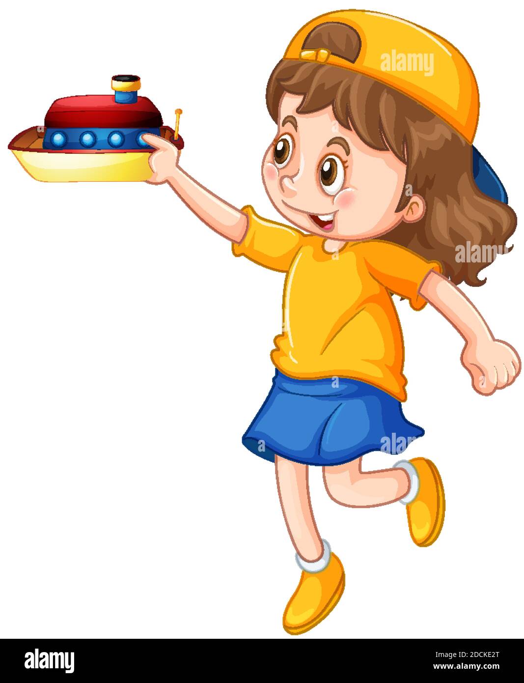 Girl playing with boat Stock Vector Images - Alamy