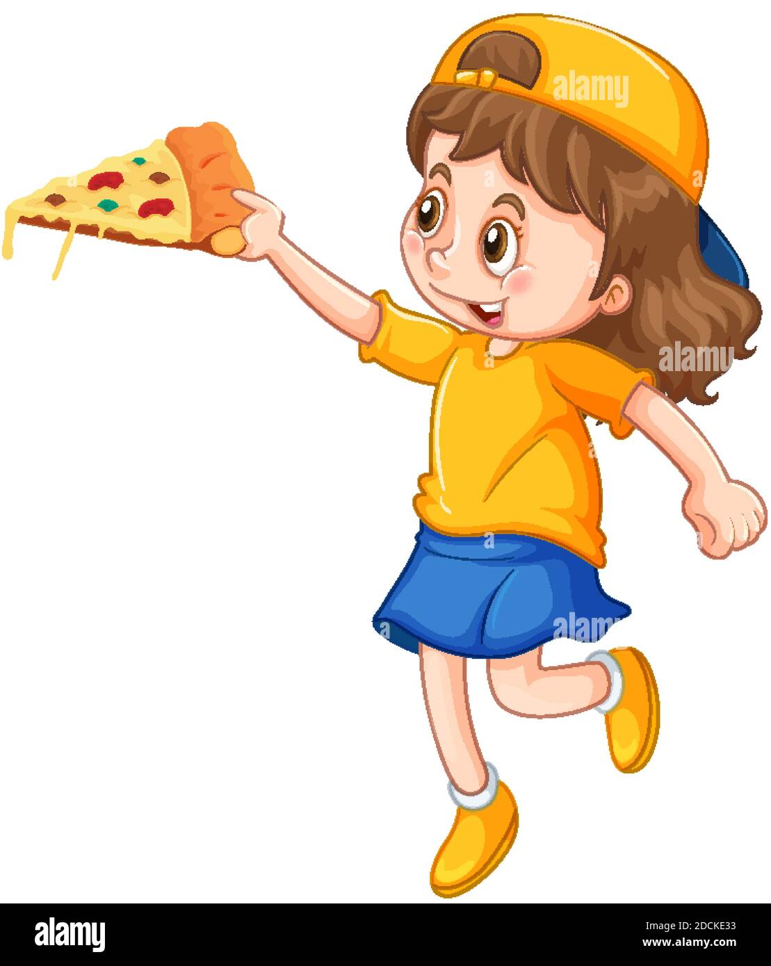 Girl Eating Pizza Cartoon