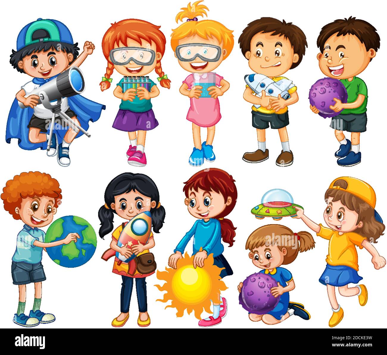 Group of children cartoon character illustration Stock Vector Image ...
