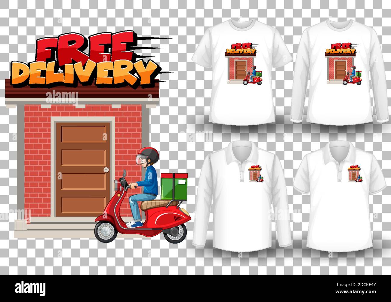 Set of mockup shirt with delivery theme illustration Stock Vector Image ...