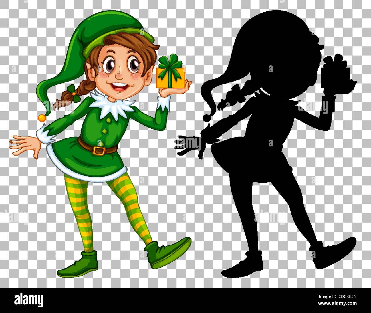 Elf holding present box illustration Stock Vector Image & Art - Alamy