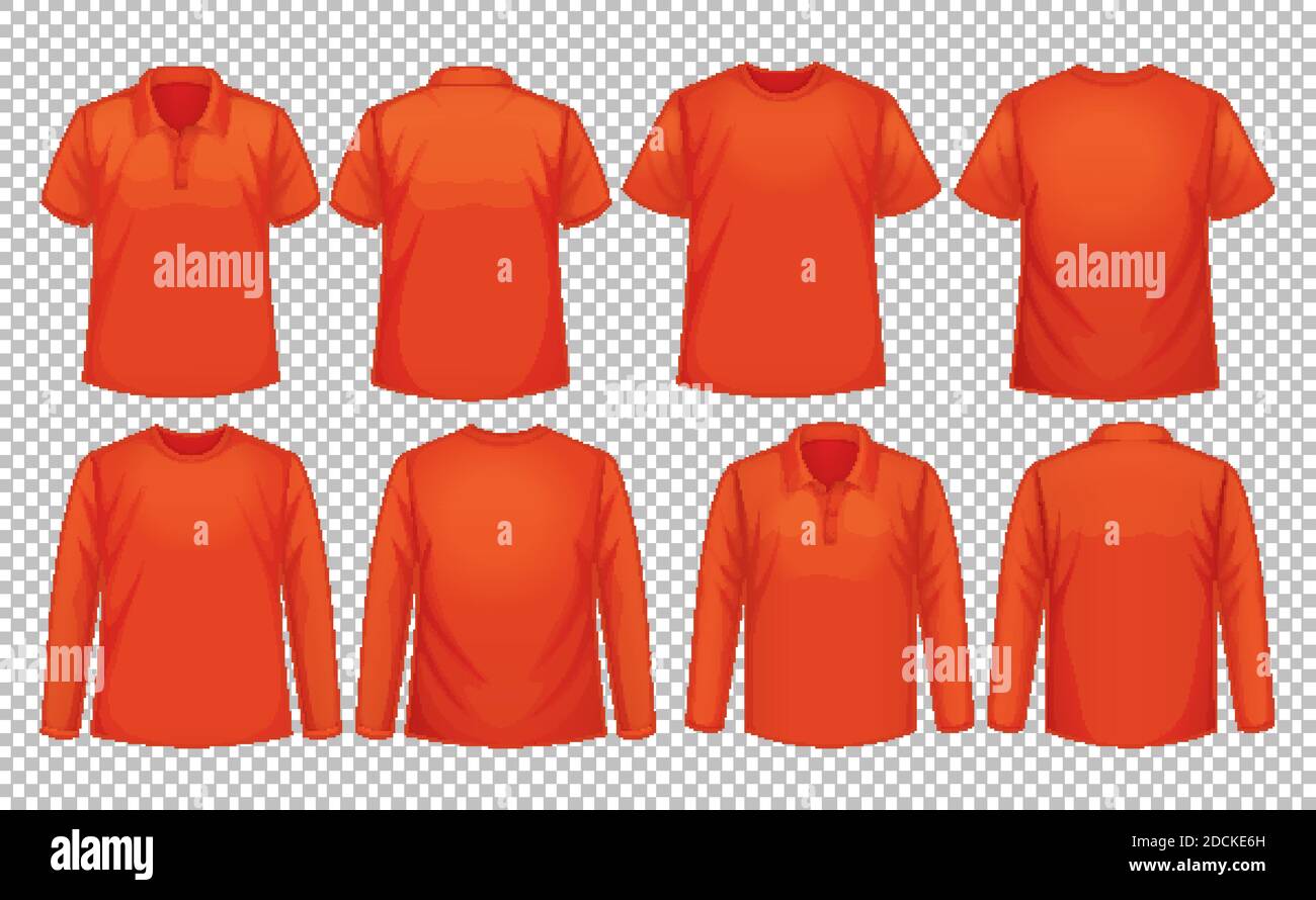 Set of different types of shirt in same color illustration Stock Vector ...