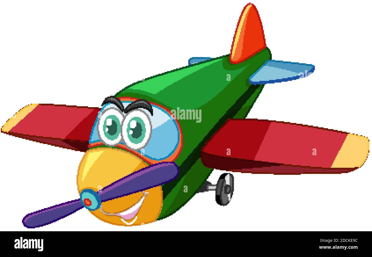Airplane cartoon character with big eyes isolated illustration Stock ...
