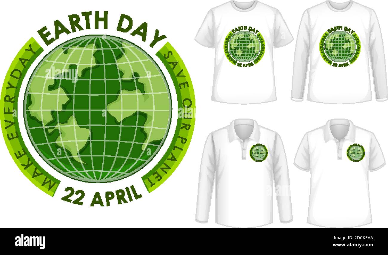 Mock up shirt with earth day icon illustration Stock Vector Image & Art ...
