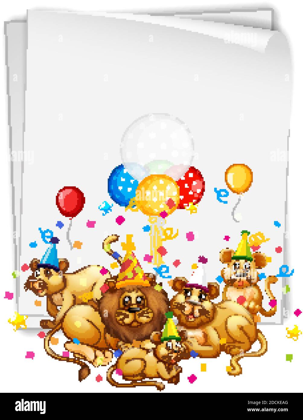 Blank banner with many lions in party theme illustration Stock Vector ...