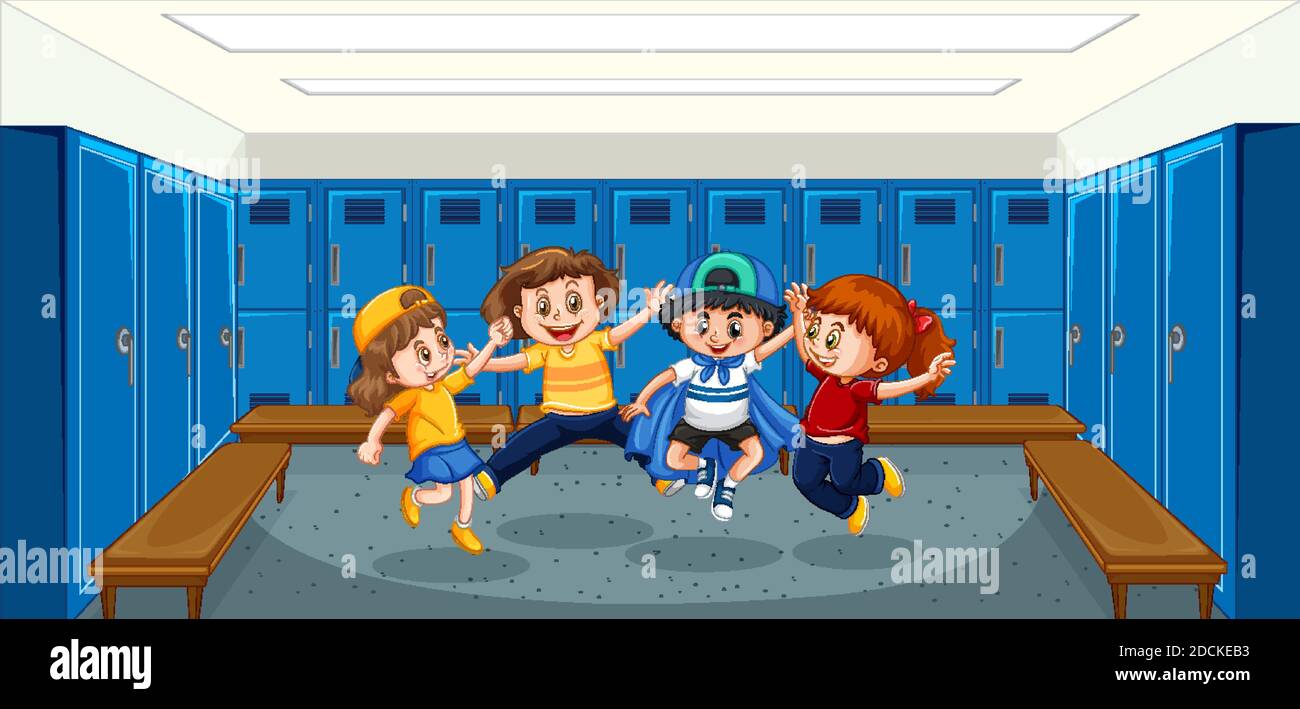 Group of children at changing room illustration Stock Vector Image ...