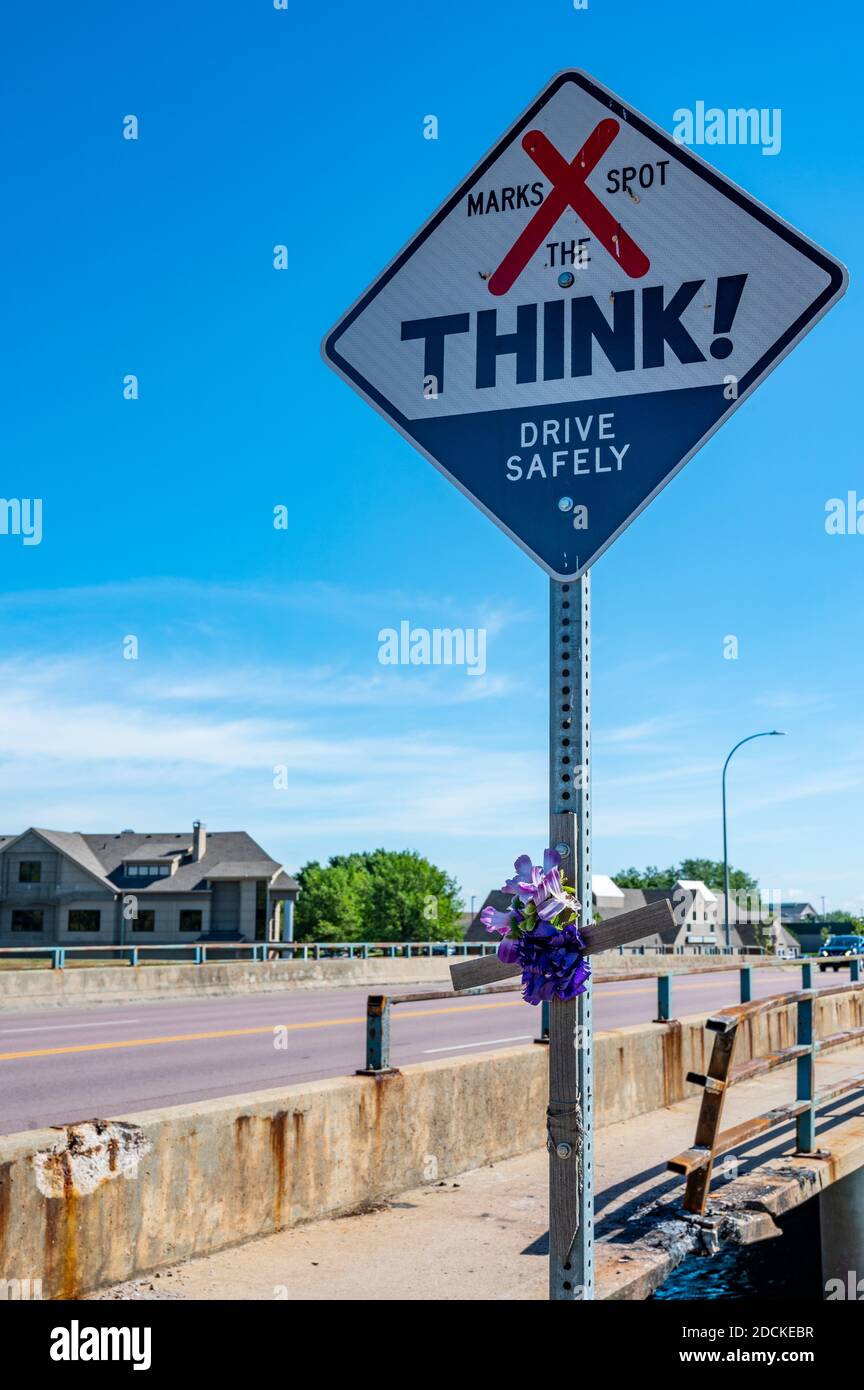 Highway sign to caution drivers that someone died in this spot from an ...