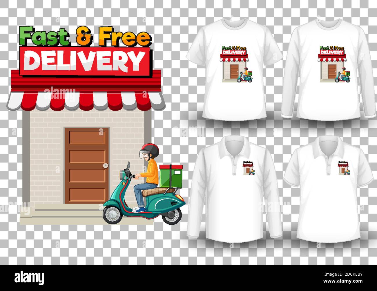 Set of mockup shirt with delivery theme illustration Stock Vector Image ...