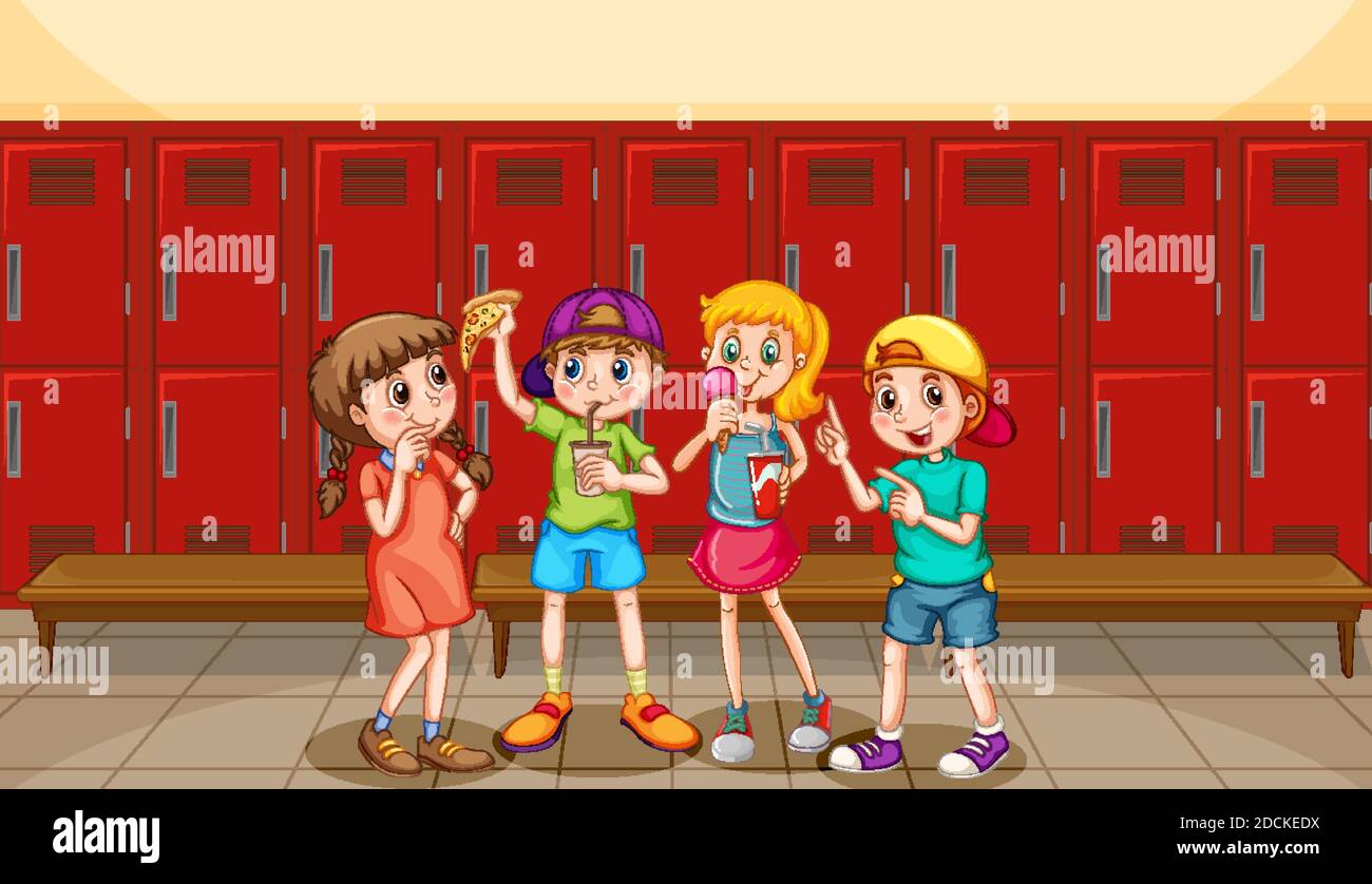 Group of children at changing room illustration Stock Vector Image ...
