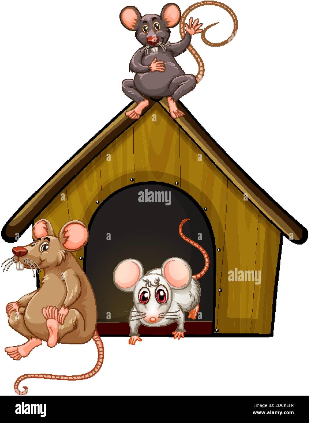 Group of cute mouses with little house isolated on white background ...