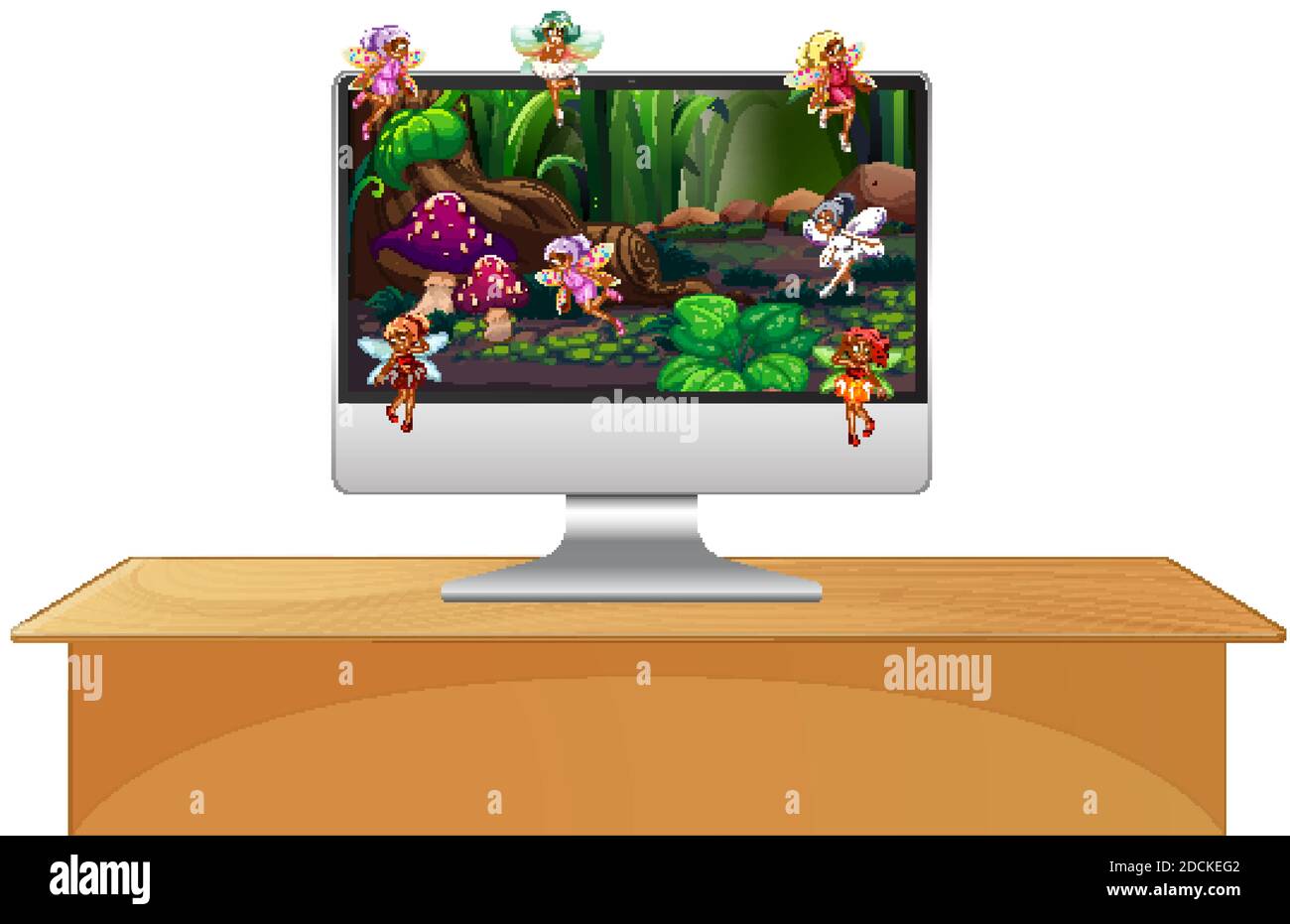 Pixie fairy on computer screen illustration Stock Vector Image & Art ...
