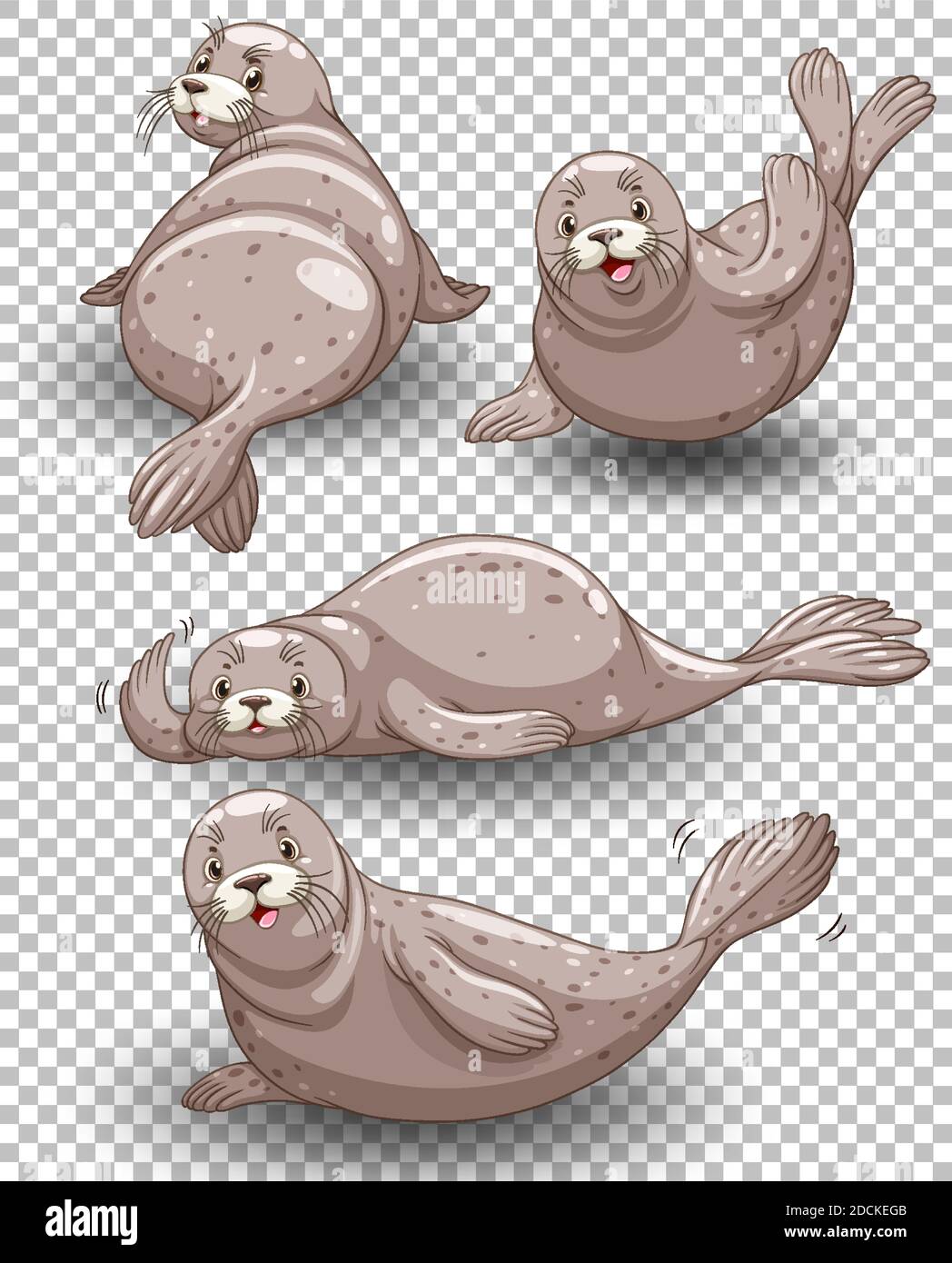 Set of seal cartoon transparent background illustration Stock Vector ...