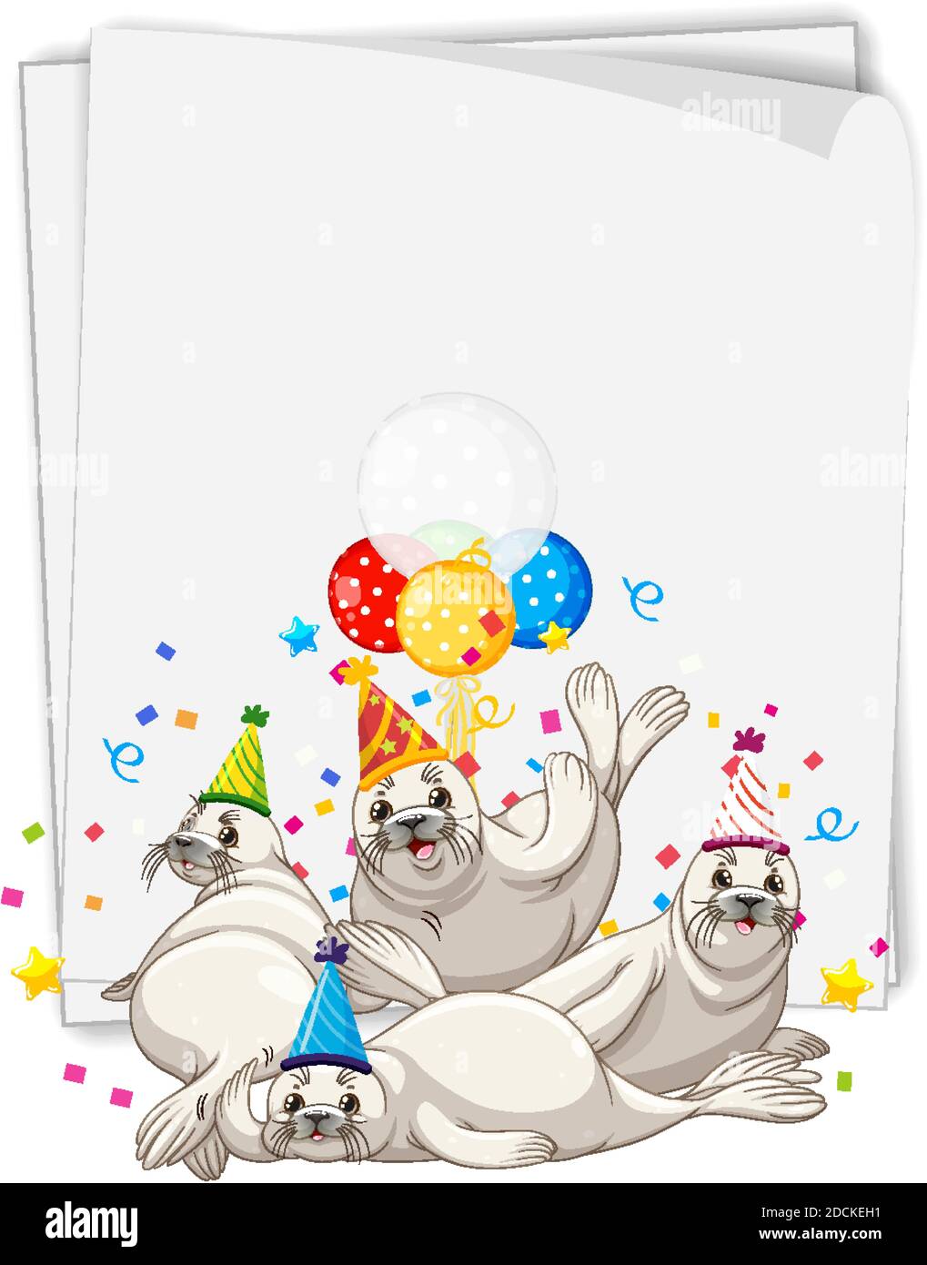 Paper template with cute animals in party theme illustration Stock ...