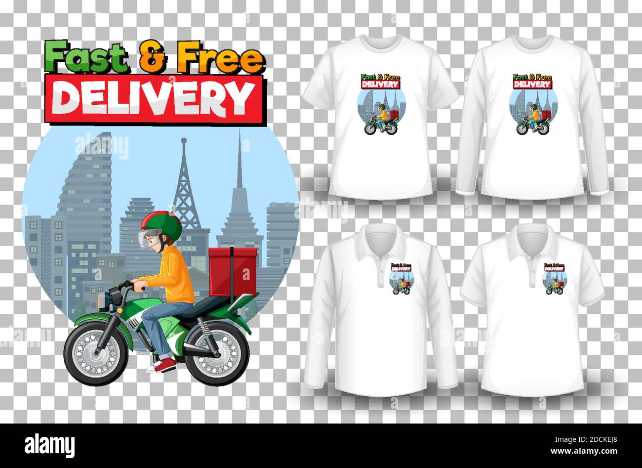 Set of mockup shirt with delivery theme illustration Stock Vector Image ...