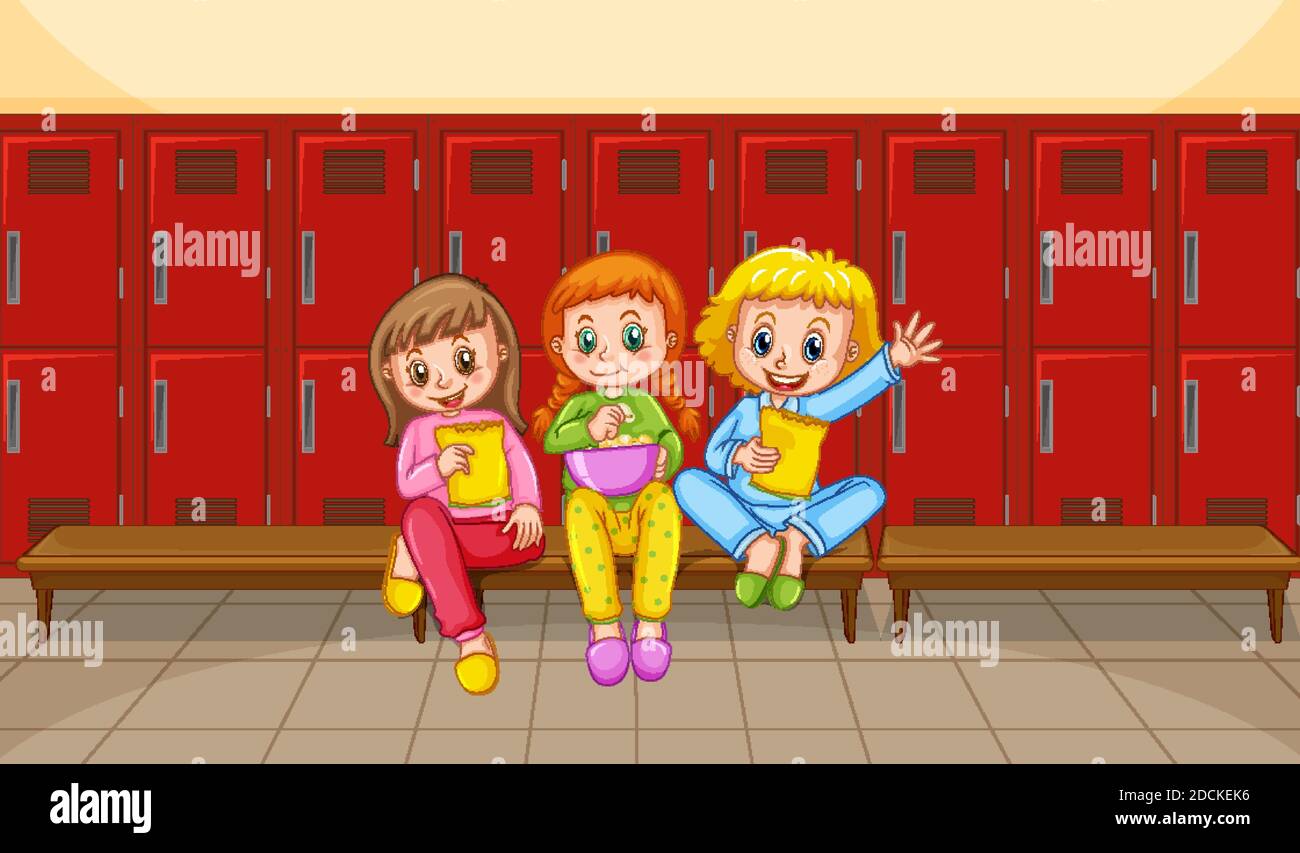 Children sitting at changing room illustration Stock Vector Image & Art ...