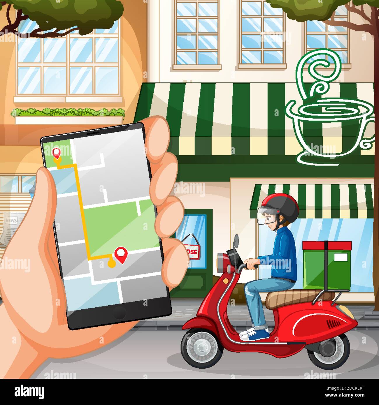 Delivery application on mobile screen illustration Stock Vector Image ...