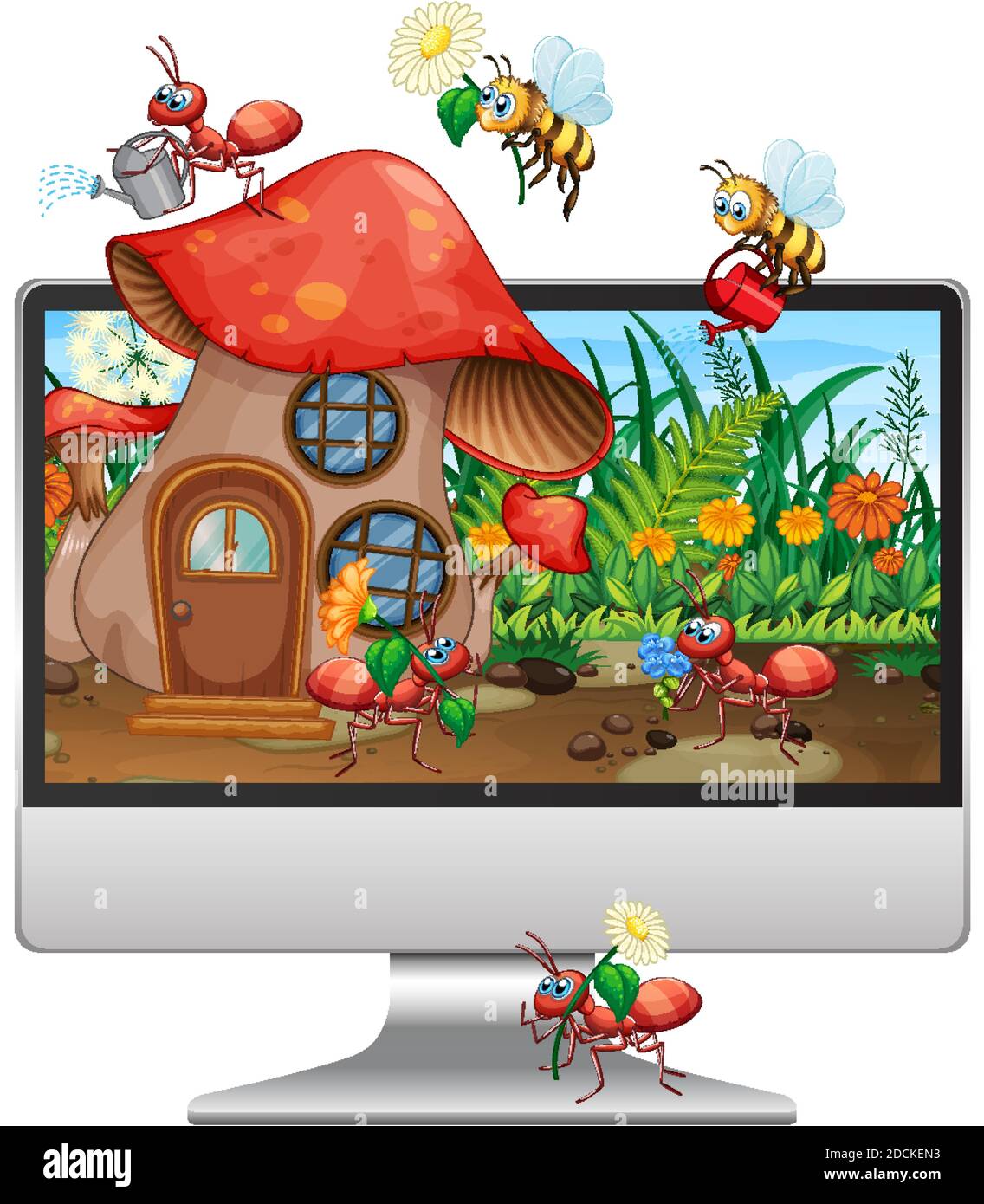 Insect land on computer desktop illustration Stock Vector Image & Art ...