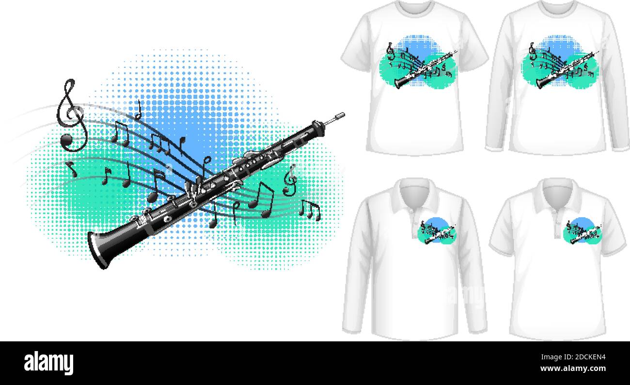 Mock up shirt with flute music instruments logo illustration Stock ...