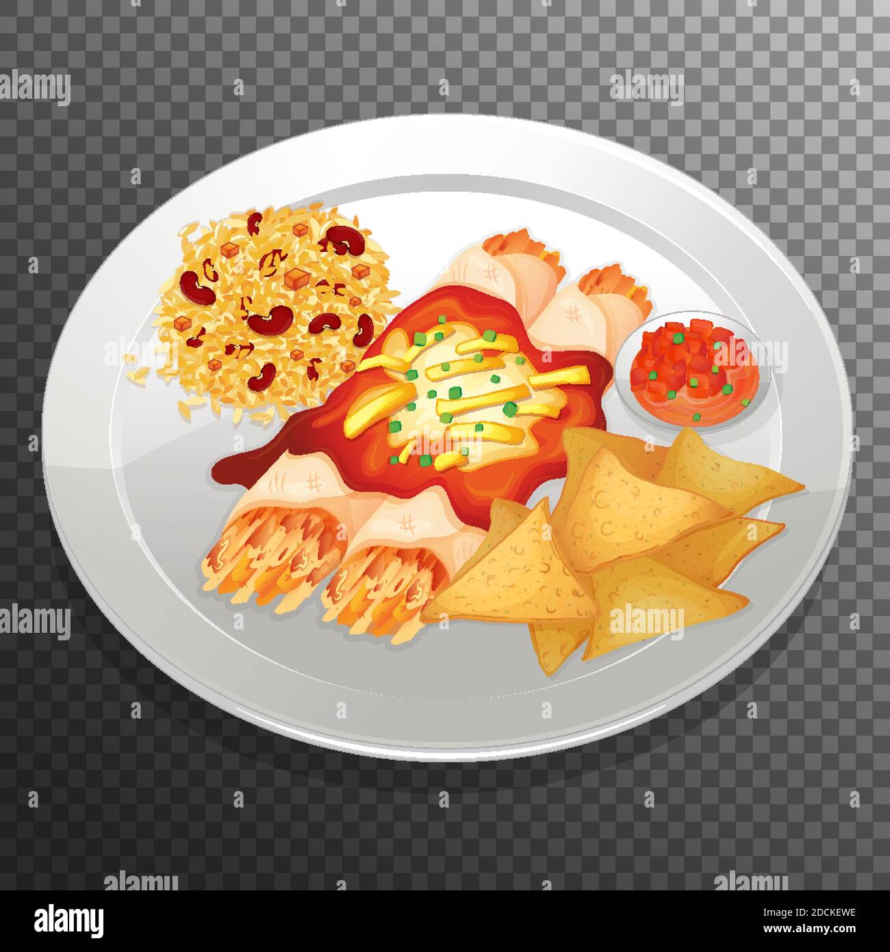 Fast food in plate on transparent background illustration Stock Vector ...