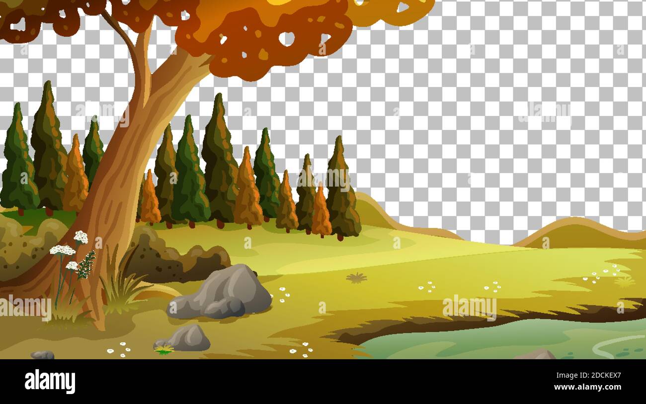 Blank nature scene landscape on transparent background illustration ...