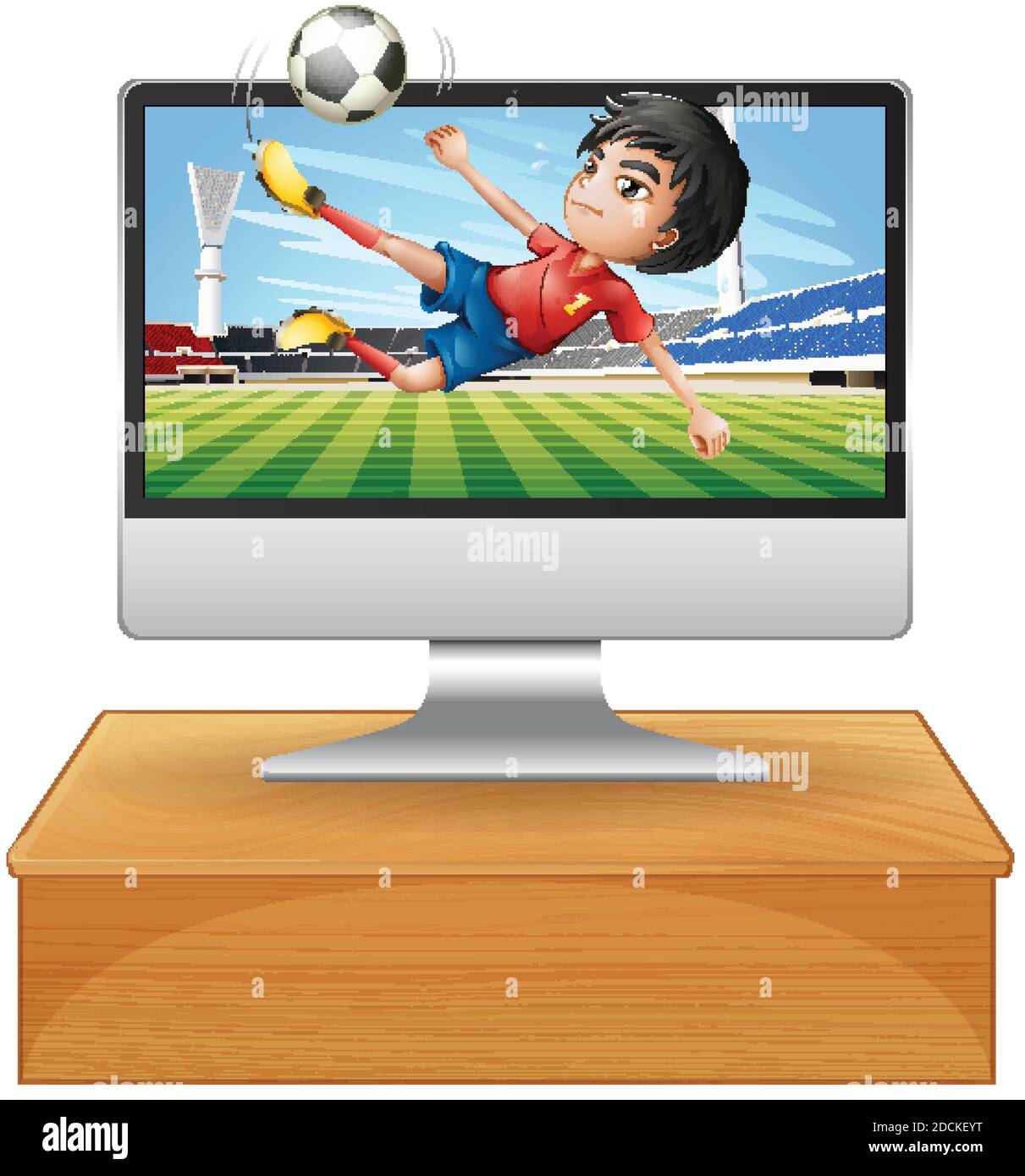 Football on computer desktop screen illustration Stock Vector Image ...