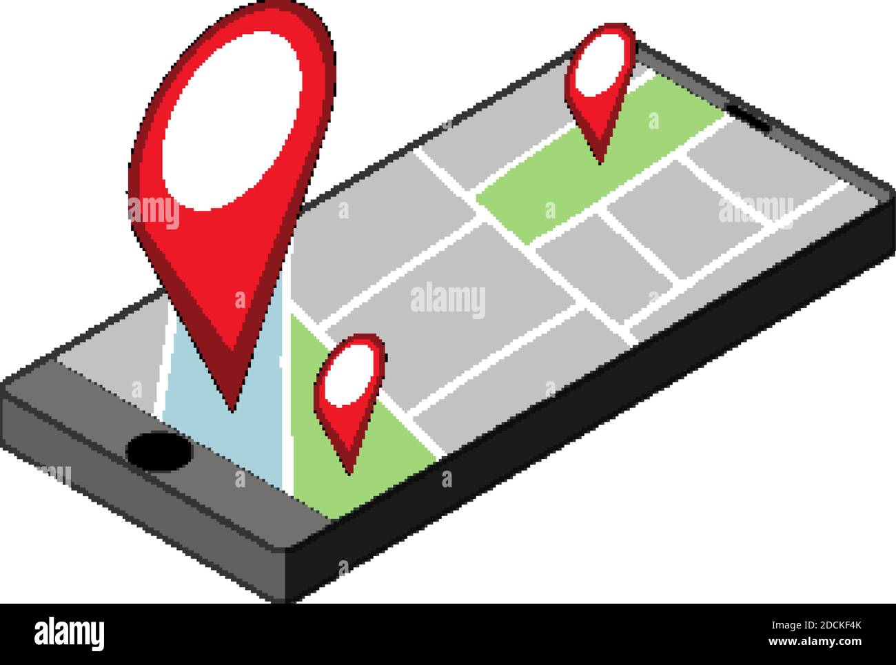 Red pin location on smartphone display illustration Stock Vector Image ...