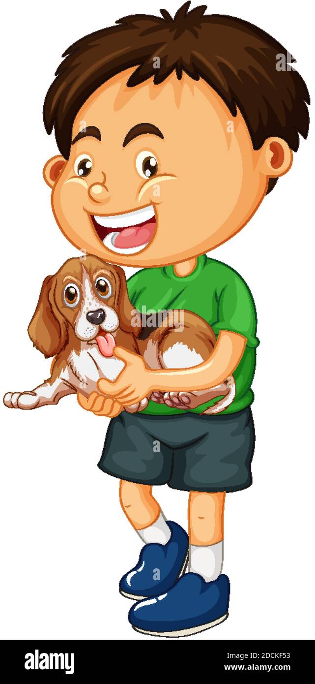 Boy with his dog isolated illustration Stock Vector Image & Art - Alamy