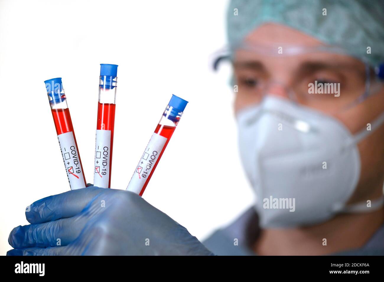 Positive test result, medical personnel using RT-PCR, real-time reverse ...