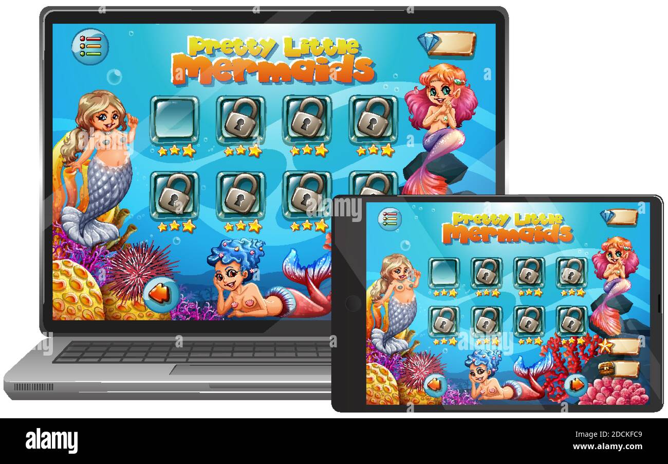 Mermaid game on device screen illustration Stock Vector Image & Art - Alamy
