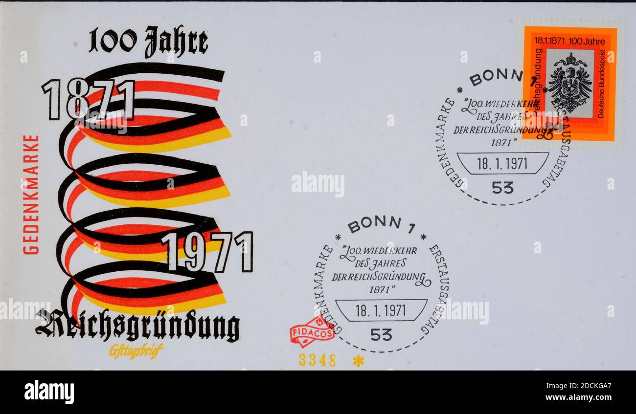 First day cover of the German Federal Post Office, the state Germany ...