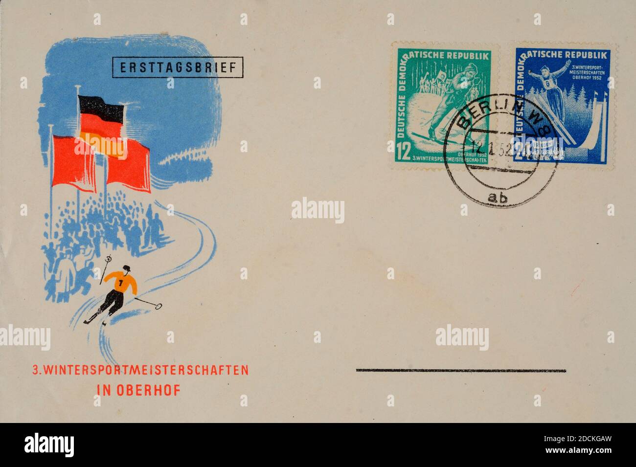First day cover of the German Democratic Republic, winter sport in ...