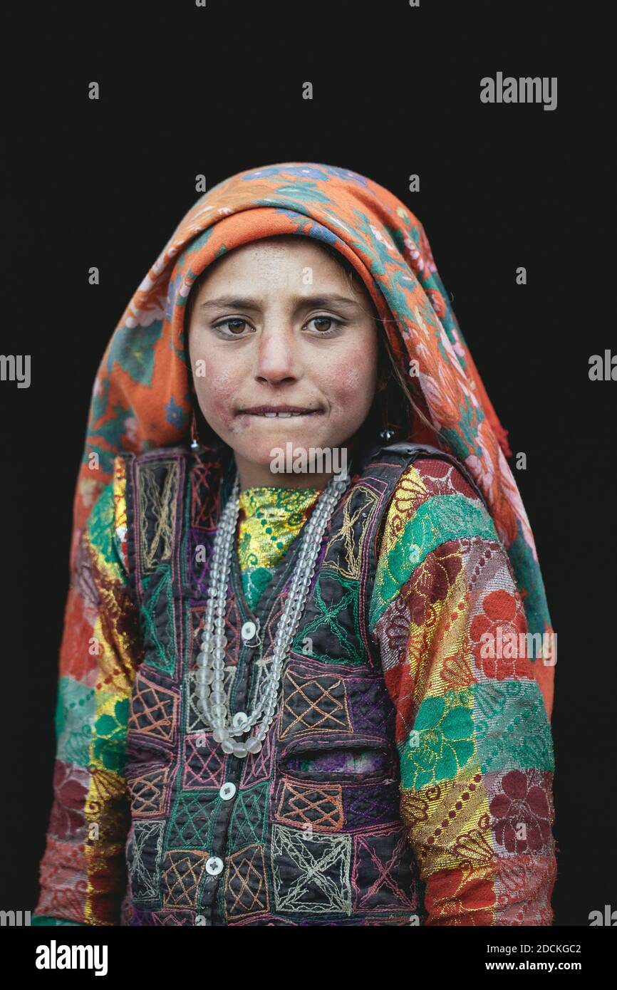 Malia, a Wakhi girl in traditional traditional traditional traditional ...