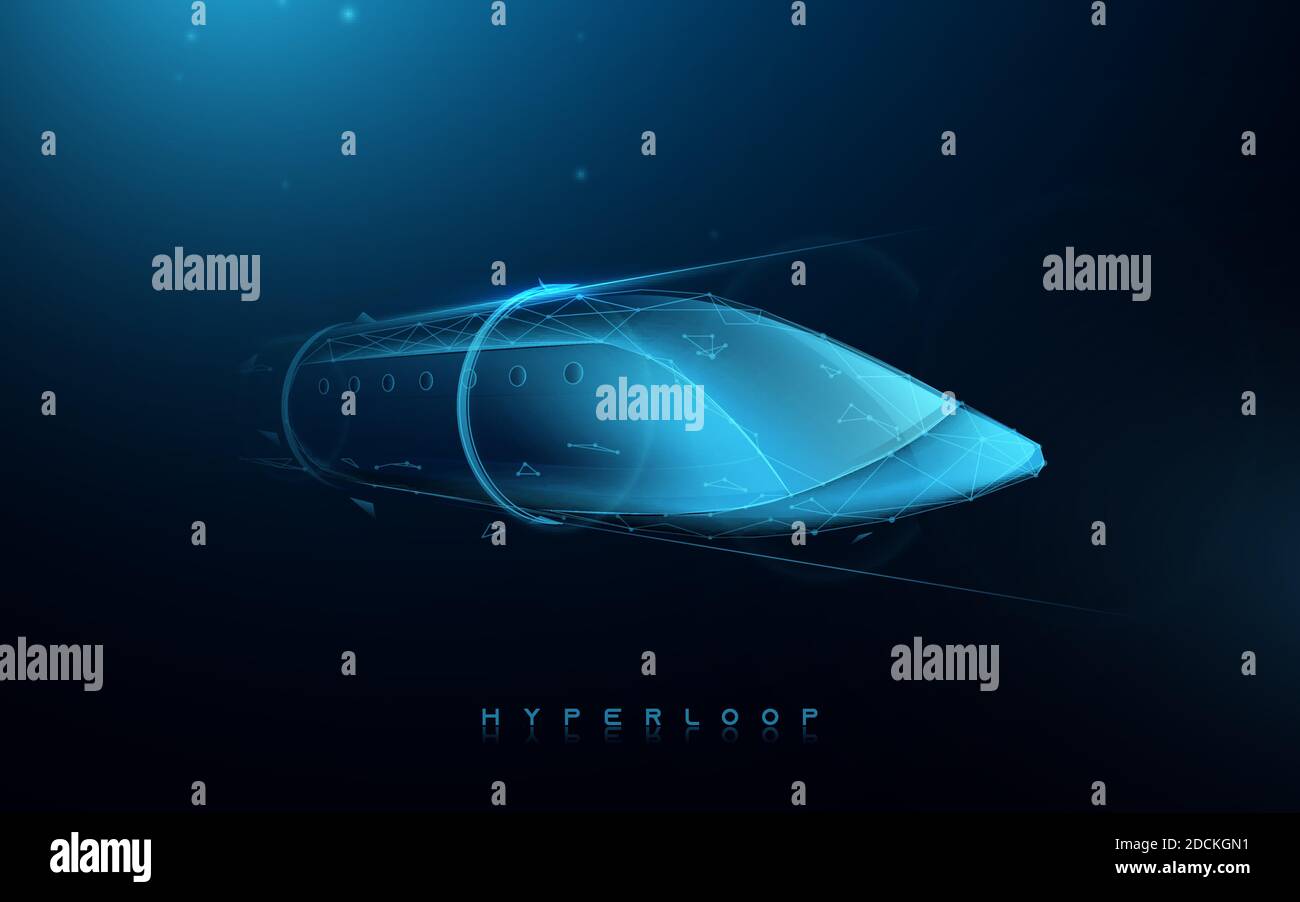 Monorail high-speed futuristic train, Hyperloops. Low poly model design. 3d Vector illustration ...