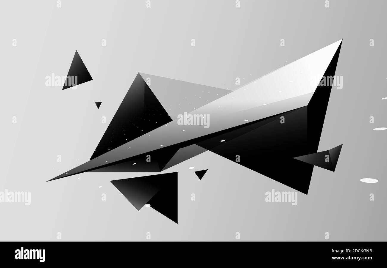 Abstract black triangles futuristic technology background. 3d Vector ...