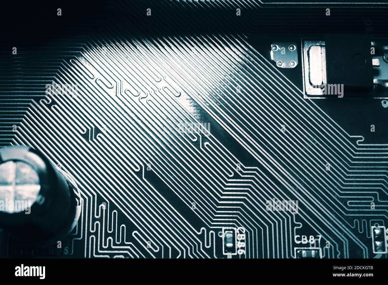Blue electronic mother board circuit close up macro background Stock ...