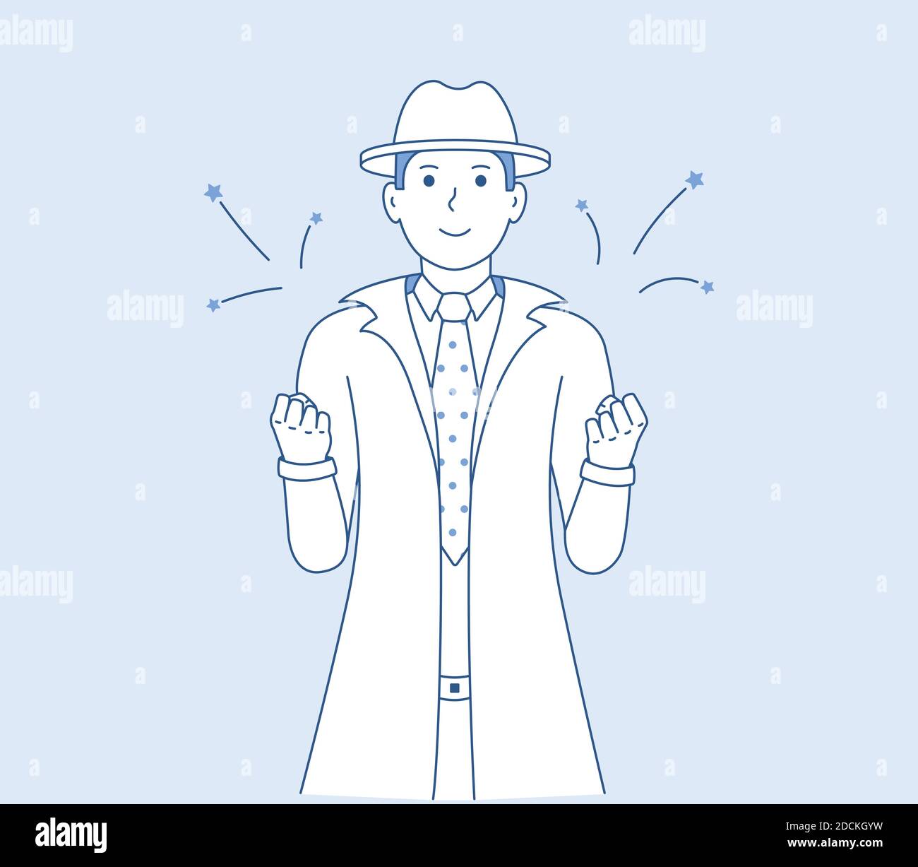 Happy man in hat shows victory gesture. A man feels happy or a winner ...