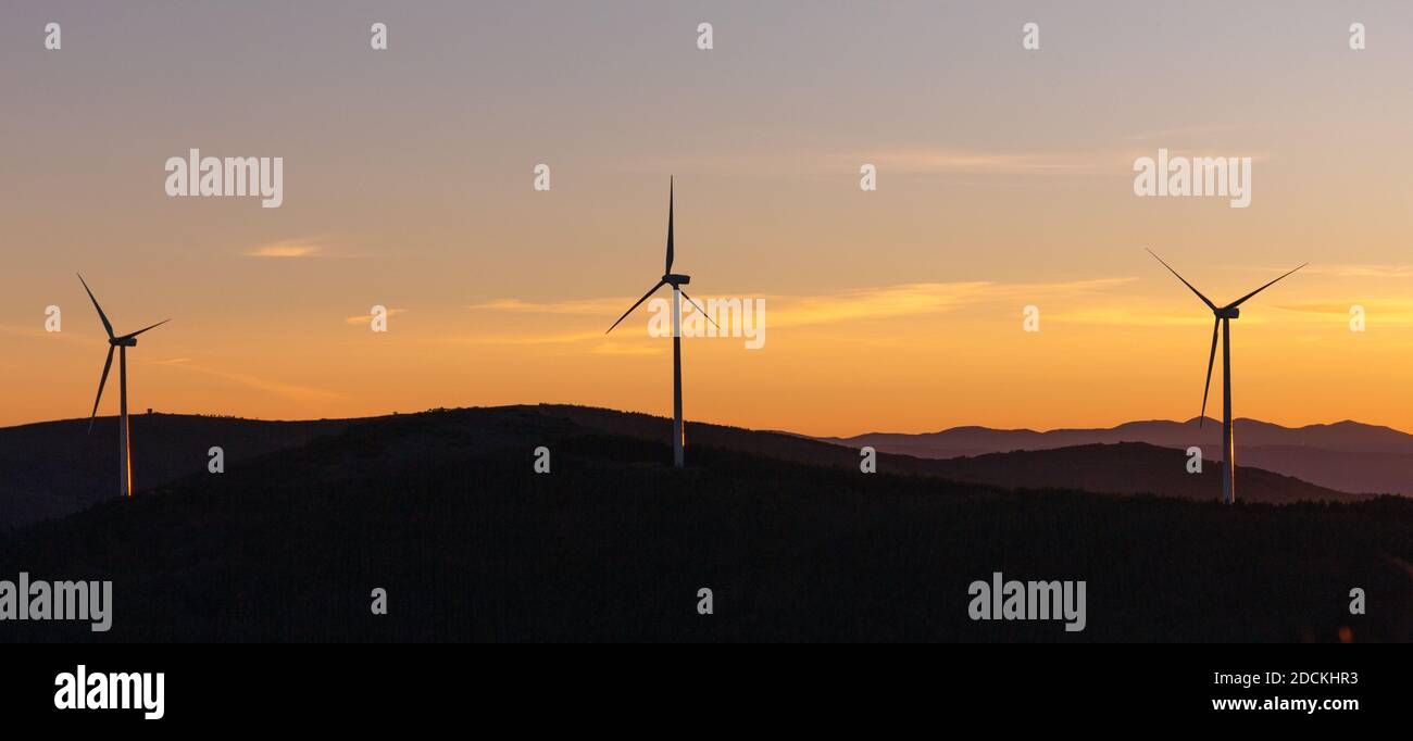 Wind Power Windmills on a Beautiful Sky. Renewable Clean Green Energy ...