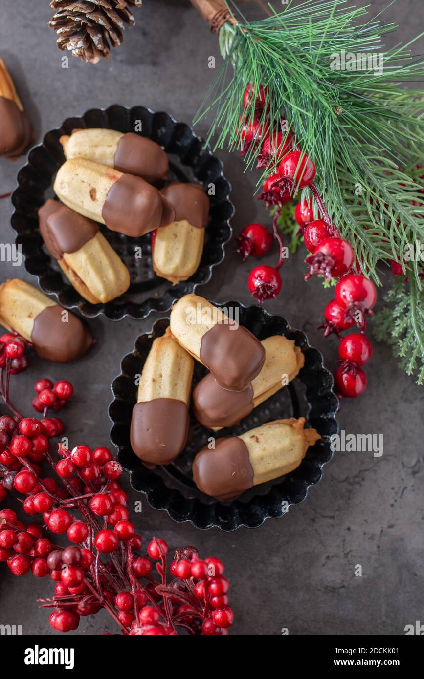 Traditional home made German Linzer Stangerl Christmas Cookies Stock ...