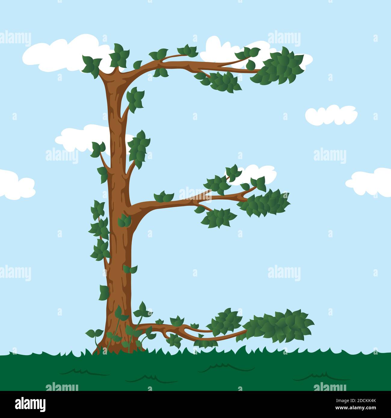 Forest alphabet. Illustration The letter E from a tree Stock Vector ...