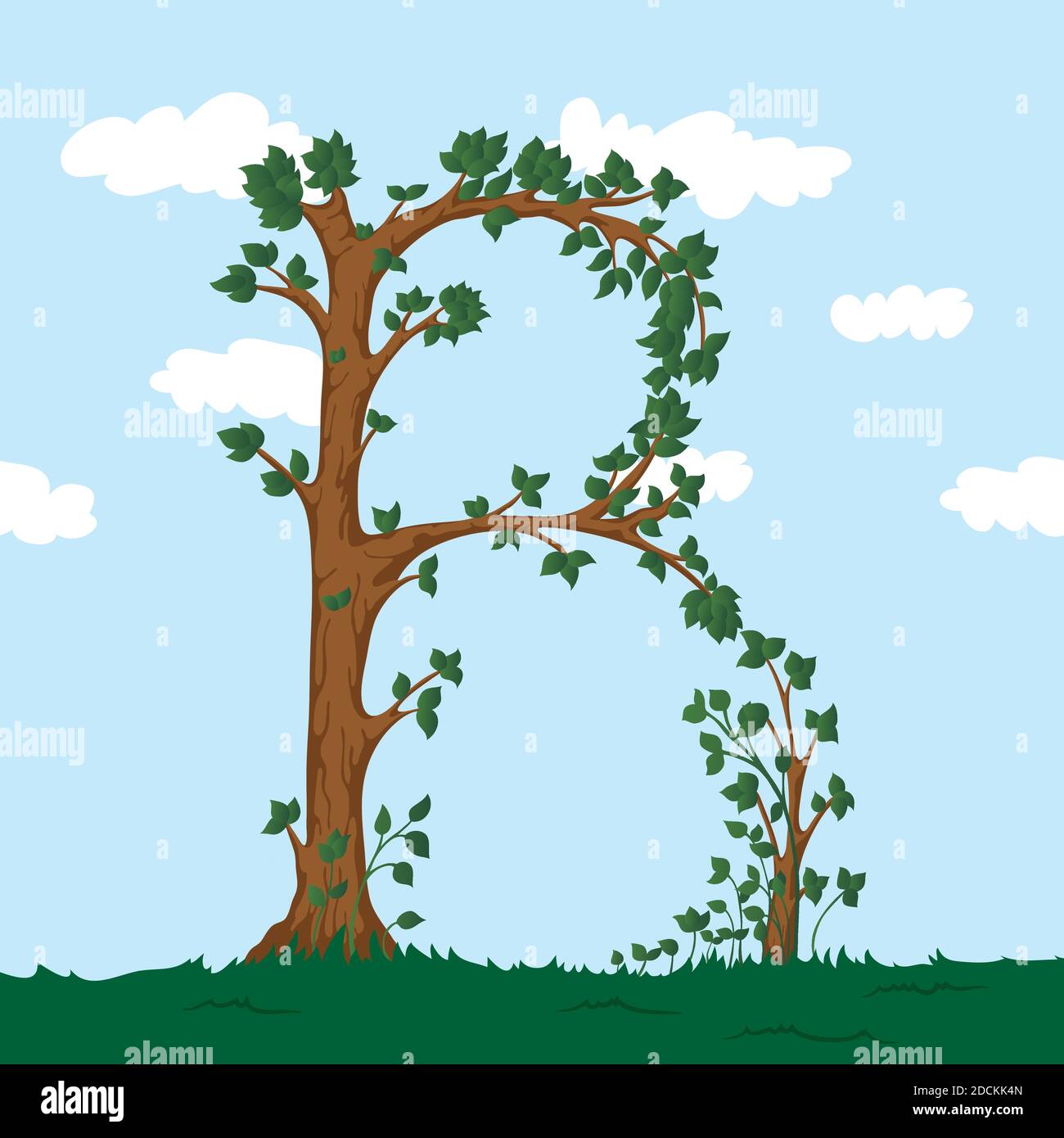 Forest alphabet. Illustration The letter B from a tree Stock Vector ...
