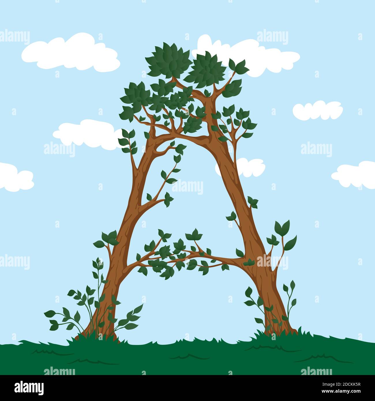 Forest alphabet. Illustration The letter A from a tree Stock Vector ...