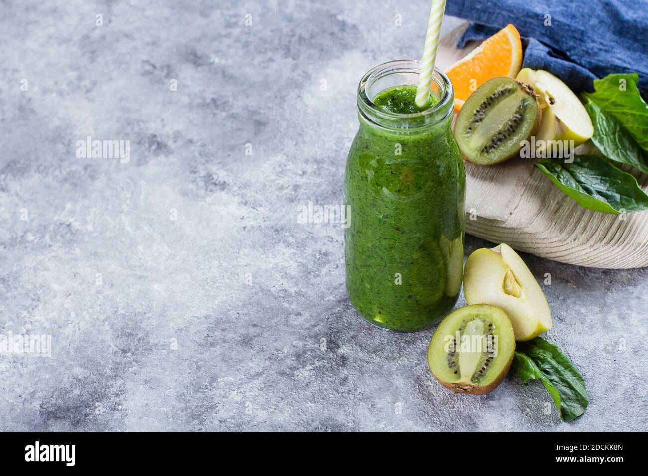 Detox Dieting, Clean Eating Vegan Drink Concept. Fresh Green juices or ...