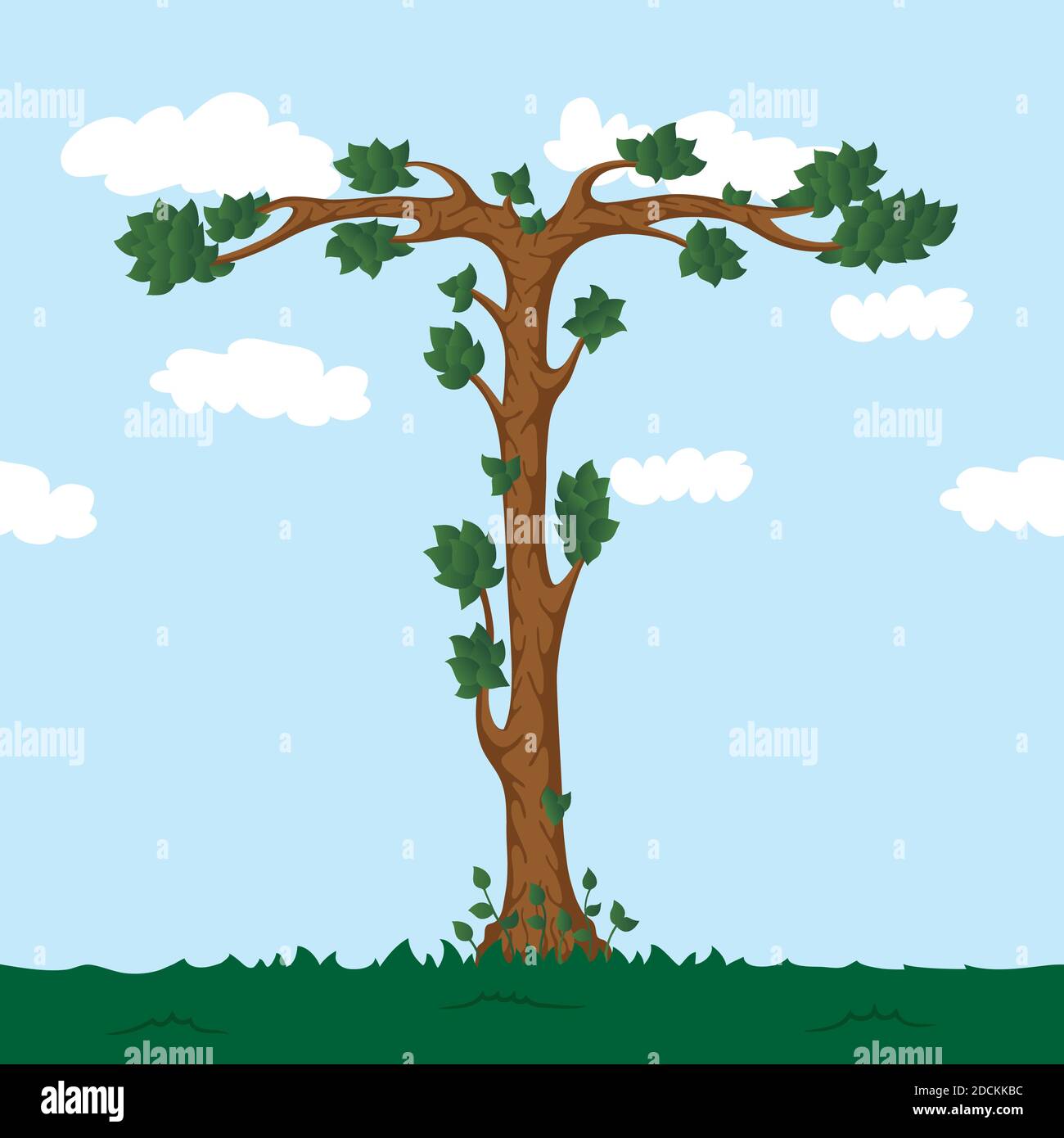 Forest alphabet. Illustration The letter T from a tree Stock Vector ...