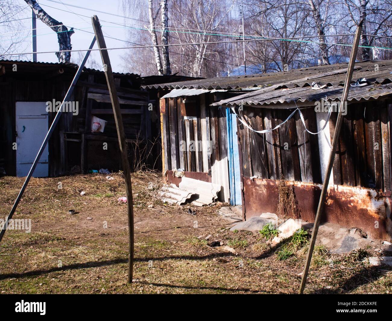 old spring sheds in the village, Russia Stock Photo - Alamy